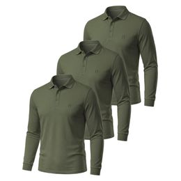 Normani 3er Set Herren Langarm Poloshirt Lyroe in Oliv | Gr.: 3XL