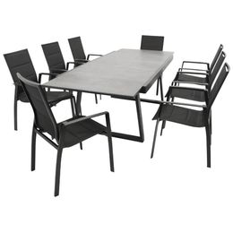 Pharao24.de Sitzgruppe Gartenm&ouml;belset aus Glas und Aluminium (neunteilig)