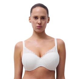 Chantelle Damen T-Shirt-BH "FLORAL TOUCH", Gr. 80, wei&szlig;, Obermaterial: 75% Polyamid, 25% Elasthan, BHs, Spitze, blickdichtes Gewebe