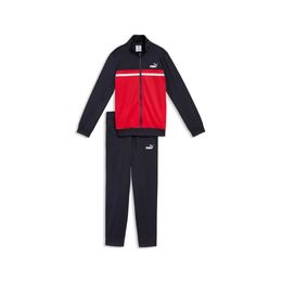 Puma M&auml;dchen Trainingsanzug "POLY COLORBLOCK SUIT B", rot, Gr. 128, Trikot, Obermaterial: 100% Polyester, Sportanz&uuml;ge, zweiteiliges Set, mit
