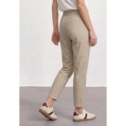 Street One Damen Stoffhose, beige, Gr. 42, unifarben, Web, 66% Baumwolle, 30% Polyester, 4% Elasthan, Hosen, im elastischen Materialmix