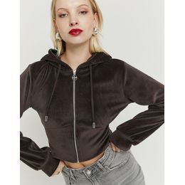 Tally Weijl Damen Kapuzensweatjacke "SSWPELOUNGIE", braun, Gr. XS, unifarben, Sweatware, Obermaterial: 94% Polyester, 6% Elasthan, Sweatjacken,