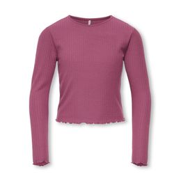 KIDS Only M&auml;dchen Langarmshirt "KOGNELLA L/S O-NECK TOP JRS NOOS", rosa, Gr. 110, unifarben, Jersey, Obermaterial: 65% Polyester, 30% Viskose, 5%
