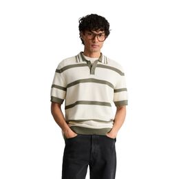 Marc O'Polo Herren Poloshirtsanftes wei&szlig;_multi, Gr. S, MARC O'POLO DENIM, Strick, Obermaterial: 100% Baumwolle, Shirts, regular mit Strickvariationen und Streifen