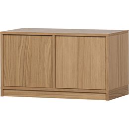 Sideboard Woood, B:77cm H:44cm T:40cm, braun, FSC-zertifiziertes Massivholz, Wohnzimmer, Sideboards, "Modulair mit Druckmechanismus und Eichenfurnier