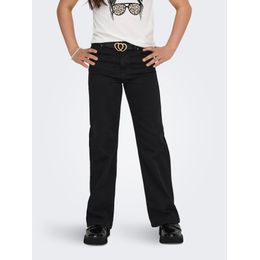 KIDS Only M&auml;dchen High-waist-Jeans "KOGMADISON BLUSH HW WIDE DIA1099 NOOS", schwarz, Gr. 122, unifarben, Denim/Jeans, Obermaterial: 92% Baumwolle, 6%