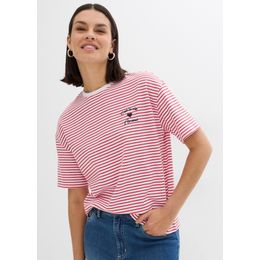 bonprix Damen T-Shirt, rot, Gr. 40, Obermaterial: 100% Baumwolle, Shirts, lockere Passform, Kurzarm-Design, aus Baumwolle, mit Stickerei