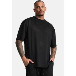 Trueprodigy Herren Oversize-Shirt "Daniel Logo Print Oversized Rundhals Meshware", schwarz, Gr. S, Obermaterial: 100% Polyester PES., Shirts