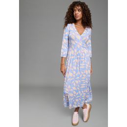 Laura Scott Damen Midikleid, blau, Gr. 38, Jersey, Obermaterial: 95% Viskose, 5% Elasthan, Kleider, mit Wadenl&auml;nge, aus elastischer Viskosemischung