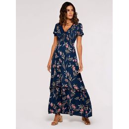 Apricot Damen Druckkleid "Florales Maxikleid", blau, Gr. 36, gebl&uuml;mt, gewebt, Obermaterial: 100% Viskose CV., Kleider, mit gesmokter Taille