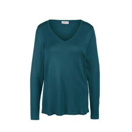 GOLDNER Damen Strickpullover "Kurzgr&ouml;&szlig;e Unkomplizierter Pullover mit V-Ausschnitt", blau, Gr. 22, Obermaterial: 100% Polyacryl PAN., Pullover, Ohne