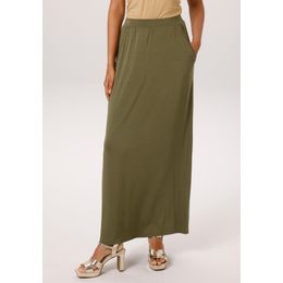 Aniston CASUAL Damen Maxirock, gr&uuml;n, Gr. 36, unifarben, Single Jersey, Obermaterial: 95% Viskose, 5% Elasthan, R&ouml;cke, im Marine Look