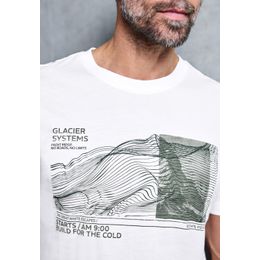 Street One MEN Herren T-Shirt, wei&szlig;, Gr. XXL, bedruckt, Web, 100% Baumwolle, Shirts, aus reiner Baumwolle