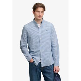 Superdry Herren Langarmhemd "PREPPY OXFORD L/S SHIRT", blau, Gr. L, gestreift, Web, Obermaterial: 100% Baumwolle, Hemden, Baumwolle, regular fit