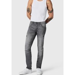 PEAK TIME Herren Slim-fit-Jeans "M&uuml;nchen", grau, Basic, Gr. 36, Abriebeffekte, Destroyed-Effekte, Denim/Jeans, 87% Baumwolle, 11% Polyester, 2%