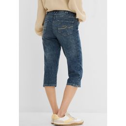bonprix Damen Caprijeansnachtblau denim, Gr. 50, Denim/Jeans, Obermaterial: 82% Baumwolle, 17% Polyester, 1% Elasthan, Jeans, figurformende Passform,