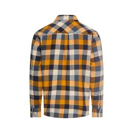Camel Active Herren Langarmhemd, gelb, Gr. XL, kariert, Web, Obermaterial: 98% Baumwolle, 2% Elasthan, Hemden, mit Logo Stickerei