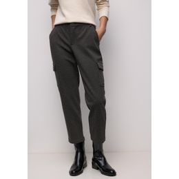 Street One Damen Cargohose, grau, Gr. 44, unifarben, Stoff, 58% Polyester, 36% Viskose, 6% Elasthan, Hosen, im Cargo-Style