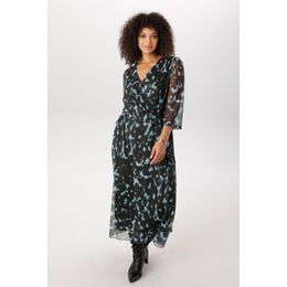 ANISTON PLUS Damen Meshkleid, blau, Gr. 46, Mesh, Jersey, Obermaterial: 95% Polyester, 5% Elasthan. Futter: 100% Polyester, Kleider, in Wickeloptik -
