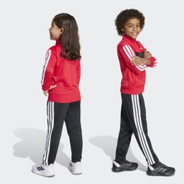 Jungen Trainingsanzug "SEASONAL ESSENTIALS TIBERIO 3-STREIFEN TRICOT KIDS", rot, Gr. 104, adidas Sportswear, Obermaterial: 100% Polyester, Sportanz&uuml;ge