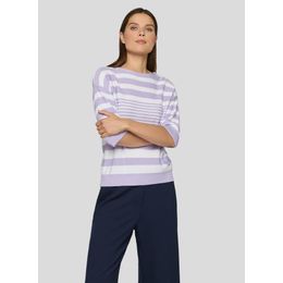 Rabe Damen Rundhalspullover, lila, Gr. 44, gestreift, Strick, Obermaterial: 50% Baumwolle, 50% Polyacryl, Pullover, mit Streifen Muster