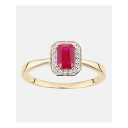 Diamant L'&eacute;ternel Ring aus 375 Gelbgold mit Diamant mit Rubin | Gr.: 55