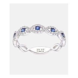 Diamant L'&eacute;ternel Ring aus 375 Wei&szlig;gold mit Diamant mit Saphir | Gr.: 56