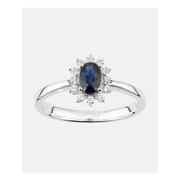 Diamant L'&eacute;ternel Ring aus 750 Wei&szlig;gold mit Diamant mit Saphir | Gr.: 53