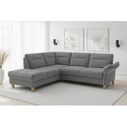 Sit & More Ecksofa SIT & MORE, B:218cm H:90cm T:212cm, grau, 100% Polyester, Wohnzimmer, Sofas, "Pamela, B: 218 cm, L-Form, wahlweise mit Schlaffunktion und