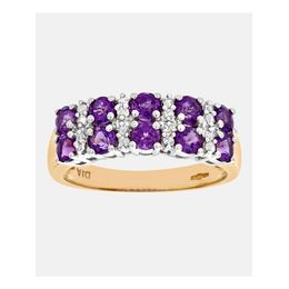 Diamant L'&eacute;ternel Ring aus 375 Gelbgold mit Diamant mit Amethyst | Gr.: 51