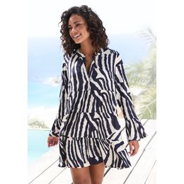 Lascana Damen Strandkleid, bunt, Gr. 40, bedruckt, Web, Obermaterial: 100% Viskose, Kleider, mit Alloverdruck, Tunika, Blusenkleid aus Viskose