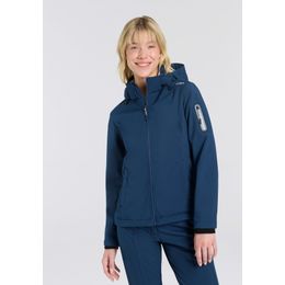 CMP Damen Softshelljacke "WOMAN JACKET DET HOOD", blau, Gr. 40, Obermaterial: 96% Polyester, 4% Elasthan. Futter: 100% Polyester, Jacken, mit Kapuze,