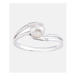 Diamant L'&eacute;ternel Ring aus 375 Wei&szlig;gold mit 0.02 Karat Diamant mit Perle | Gr.: 53