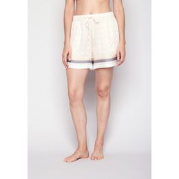 JOOP! JOOP Damen Shorts "Modern Essence", Gr. 42, beige, Web, Obermaterial: 100% Lyocell, Hosen, mit grafischem Muster, Gummizug und Bindeband