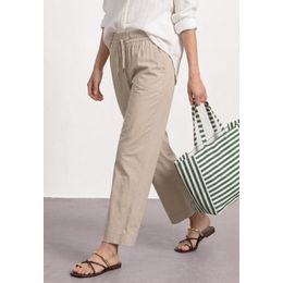 Street One Damen Stoffhose, beige, Gr. 44, unifarben, Web, Obermaterial: 66% Baumwolle, 30% Polyester, 4% Elasthan, Hosen, Sommerhose mit