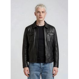 Trueprodigy Herren Lederjacke "Jax Aufgesetzte Taschen im Hemd-Stil", schwarz, Gr. S, Obermaterial: 100% Schafsleder sheepskin., Jacken