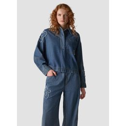 Lecomte Damen Klassische Bluse "Bluse", blau, Gr. 42, gebl&uuml;mt, 90% Baumwolle, 10% Polyester, Blusen
