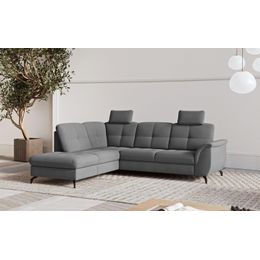 Sit & More Ecksofa SIT & MORE, B:244cm H:92cm T:212cm, grau, 90% Polyester 10% Polyamid, Wohnzimmer, Sofas, "Zora", wahlweise mit Schlaffunktion und Bettkasten