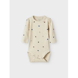 name it Baby Langarmbody "NBFNUTTI LS BODY NOOS", Gr. 80peyote melange, Feinripp, Obermaterial: 95% Baumwolle, 5% Elasthan, bedruckt, Bodys