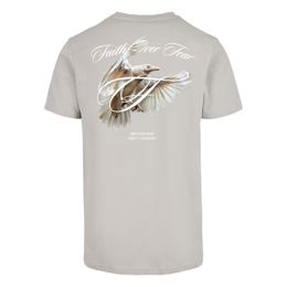 MisterTee Herren T-Shirt "MisterTee Fearless Crow Tee", beige, Gr. XS, bedruckt, 100% Baumwolle, Shirts