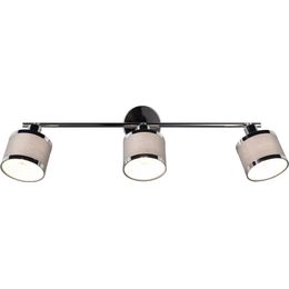 Trio LEUCHTEN Deckenstrahler "AROSA, Spot, Metall chrom Stoff grau, exkl. E14 max 28W", 3, H: 19cm, 1 Stk., grau, K&uuml;che, Leuchten, Deckenspot, Stange