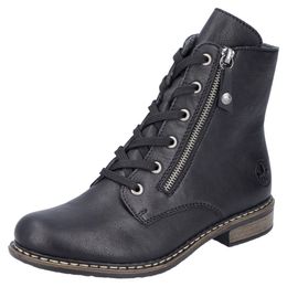 Rieker Damen Stiefelette, Gr. 40, schwarz, Lederimitat, unifarben, Schuhe, Schn&uuml;rstiefelette, Schn&uuml;rboots mit Rei&szlig;verschluss an der Au&szlig;enseite
