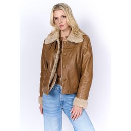 Freaky Nation Damen Lederjacke "Cozy Mood-FN", braun, Gr. L, Oberstoff: 100% Schafsleder. Futter 100% Polyester, Jacken