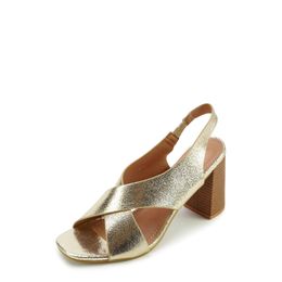 FINDLAY Damen Sandale "CALA", Gr. 38, gold, Lederimitat, Schuhe, mit Absatz in Korkoptik
