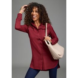 Boysen's BOYSEN'S Damen Longbluse, rot, Gr. 34, unifarben, Web, Obermaterial: 100% Viskose, Blusen, mit tiefen Seitenschlitzen