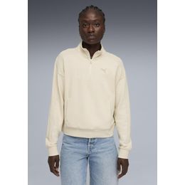 Puma Damen Langarmshirt "CLASS RELAXED HALF-ZIP CREW", beige, Gr. XL, unifarben, Sweatware, Obermaterial: 68% Baumwolle, 32% Polyester, Shirts, mit