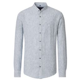 Casamoda Herren Leinenhemd "Casamoda Leinenhemd Langarm gestreift", blau, Gr. 7XL, gestreift, 55% Leinen, 45% Baumwolle, Hemden