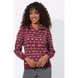 Casual Looks Damen Troyer "Troyer", rot, Gr. 48, gemustert, mehrfarbig, 100% Baumwolle, Pullover