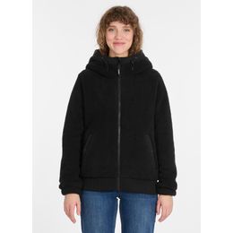 Ragwear Damen Fleecejacke "COUSY SHORT", schwarz, Gr. L, unifarben, Pl&uuml;sch, Obermaterial: 100% Polyester, Jacken, h&uuml;ftlange L&auml;nge, mit