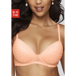 Lascana Damen Schalen-BH, Gr. 80, orange, Spitze, Obermaterial: 86% Polyamid, 14% Elasthan, BHs, mit B&uuml;gel & Spitze &uuml;ber nahtlosen Cups &ndash; auch ideal